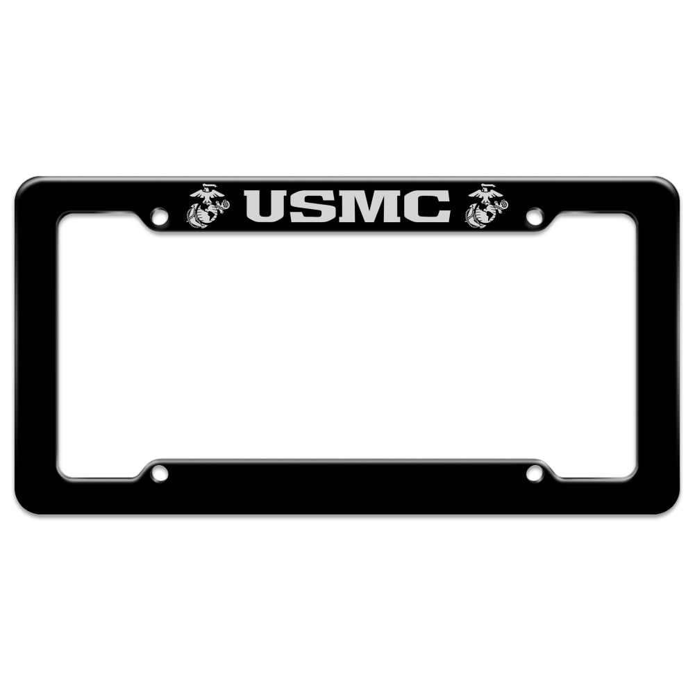 Marine Corps USMC Text White Logo on Black Officially Licensed License ...