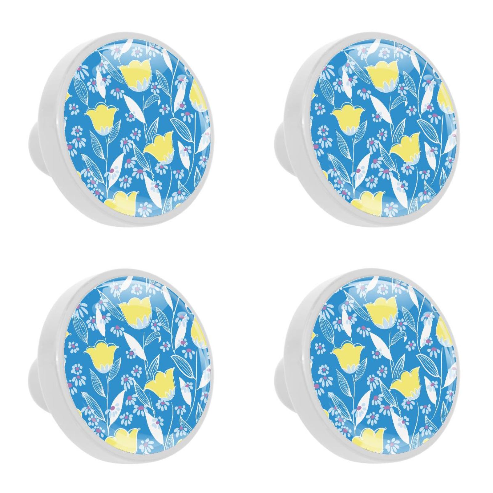 4 Pcs Abstract Minimalistic Floral Knobs for Kitchen Cabinet Cupboard Dresser Bookcase Drawer ...