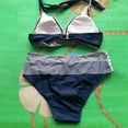Caihaooo Ladies Sexy High Waist Printed V Neck Color Block Beach Bikini