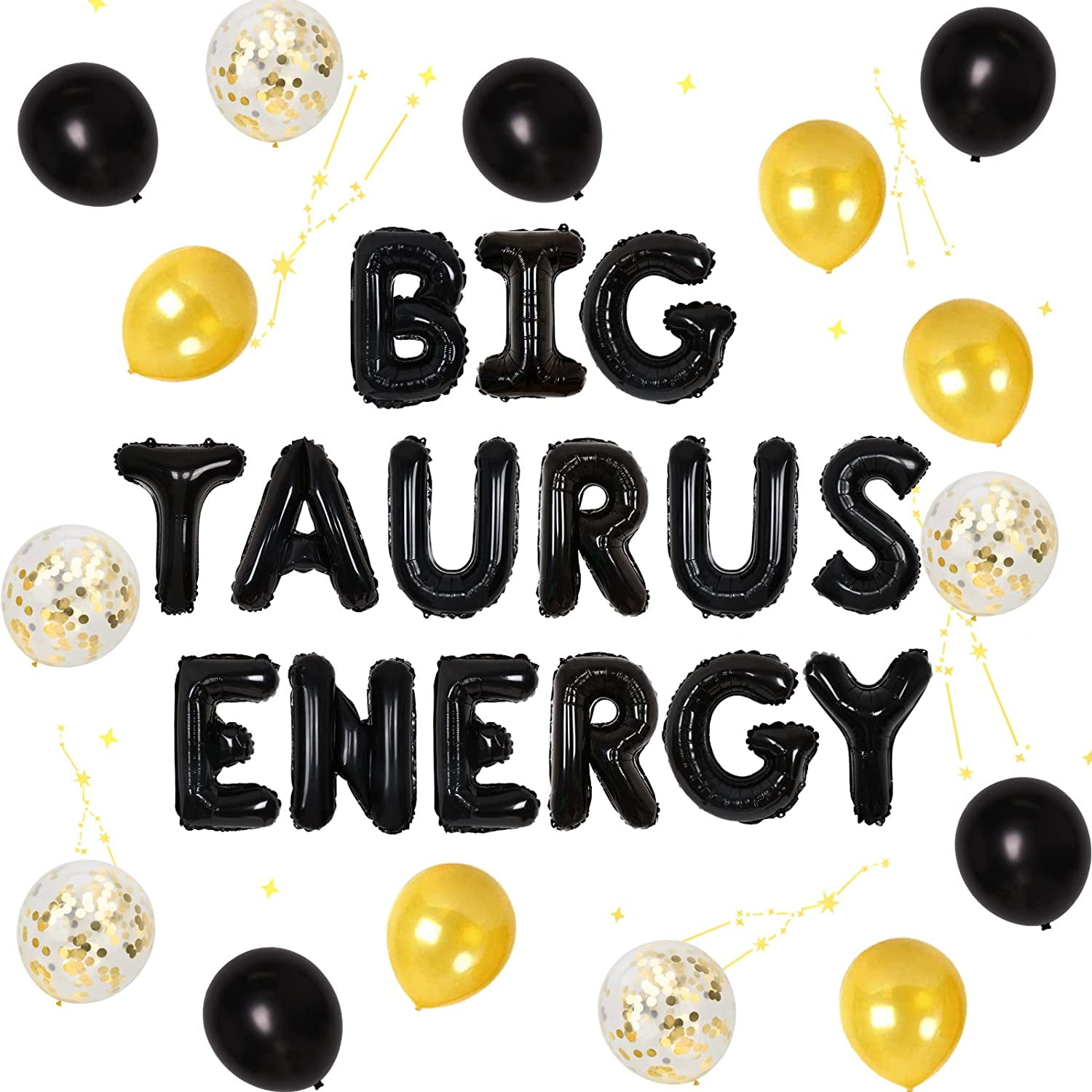 Taurus Birthday Decorations, Zodiac Party Decorations Black and Gold with Big Taurus Energy ...