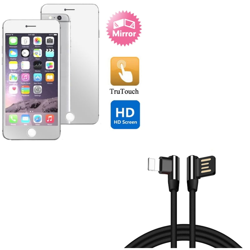 iPhone 8/7/6S/6 - 10ft Angle USB Cable w Mirror Screen Protector ...