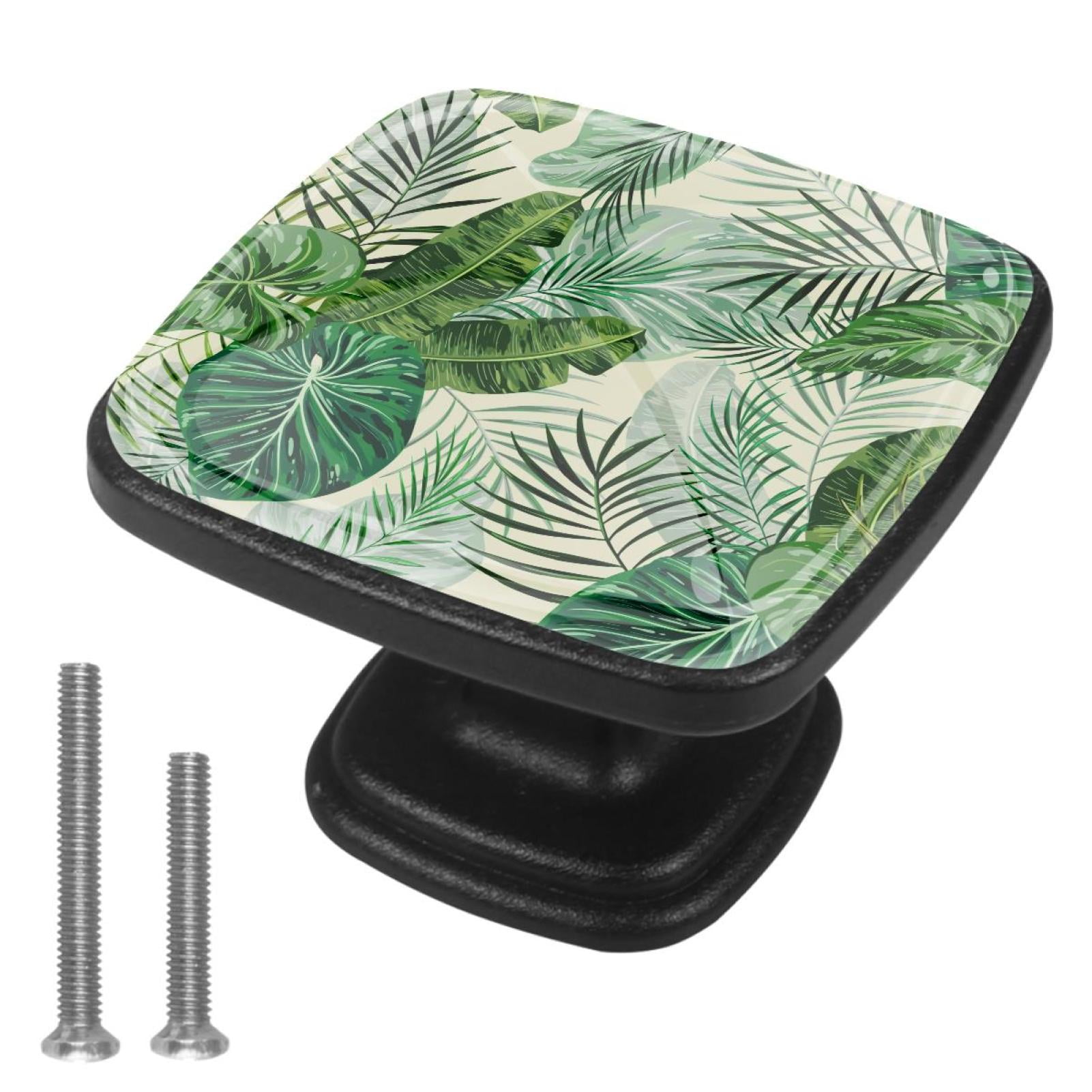 4 Pcs Cabinet Handle Drawer Pulls Tropical Leaves Decorative Knobs with ...