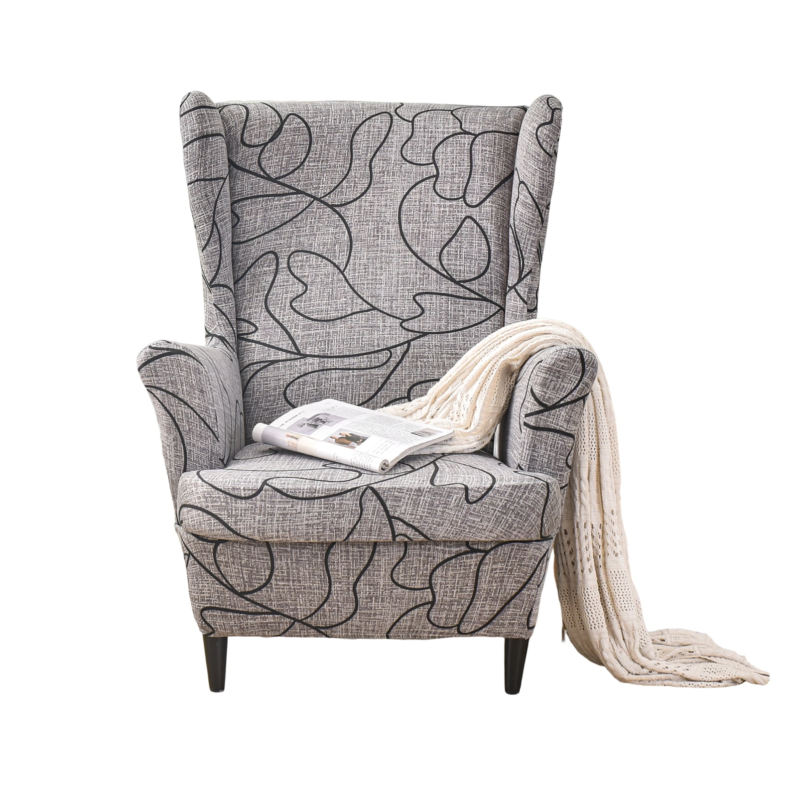 Eco-Ancheng Wing Chair Slipcovers, 2 Pieces Stretch Wingback Chair ...