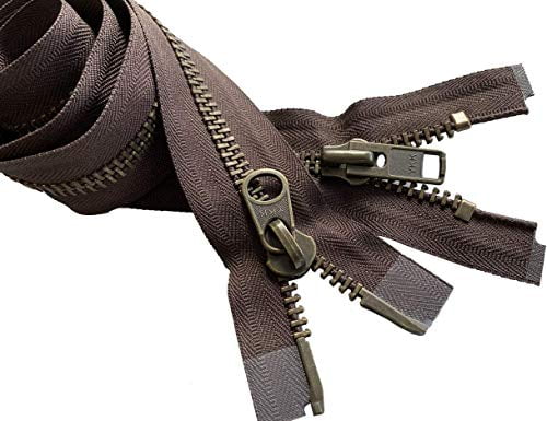 YKK #10 Extra Heavy Duty Antique Brass Brown Parka"2-Way" Dual Separating Jacket Zipper - Choose ...