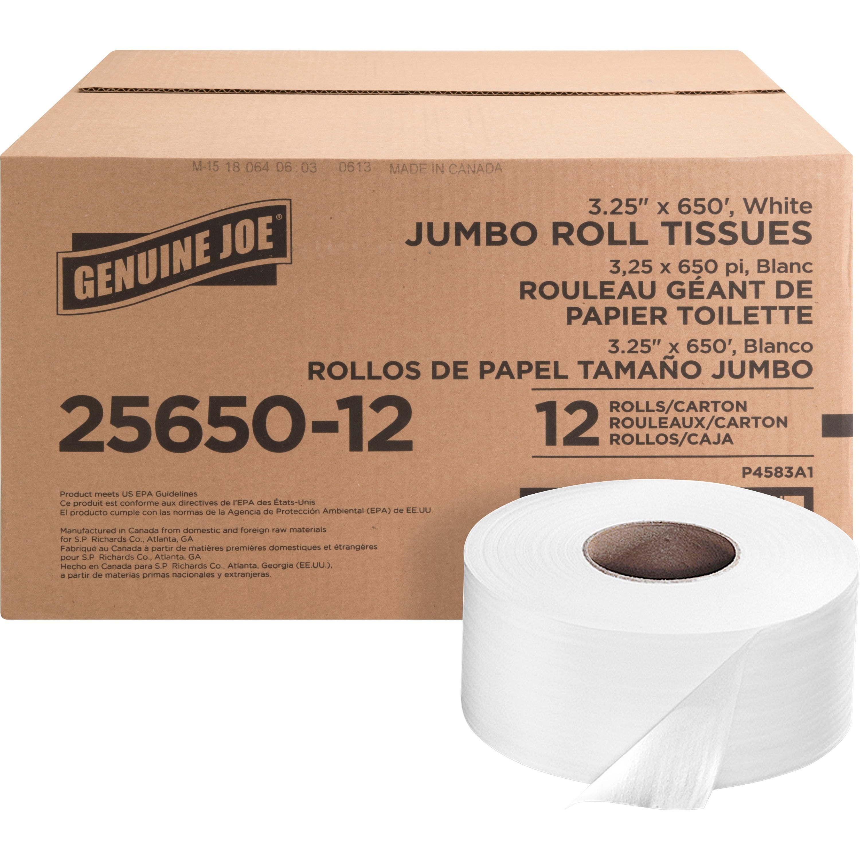 Genuine Joe 2-ply Jumbo Roll Dispenser Bath Tissue, 12 Pack - Walmart.com