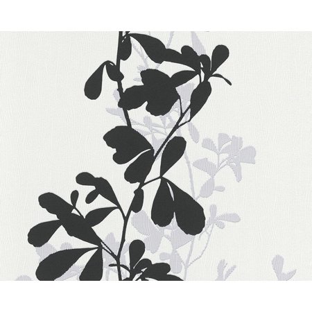 Shoner Wohnen 5, Floral Stripped Books Design White, Gray Wallpaper ...