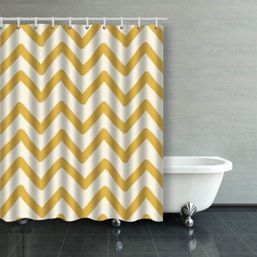 ARTJIA Modern Arrow Fletching Pattern Mustard Yellow Bathroom Shower ...