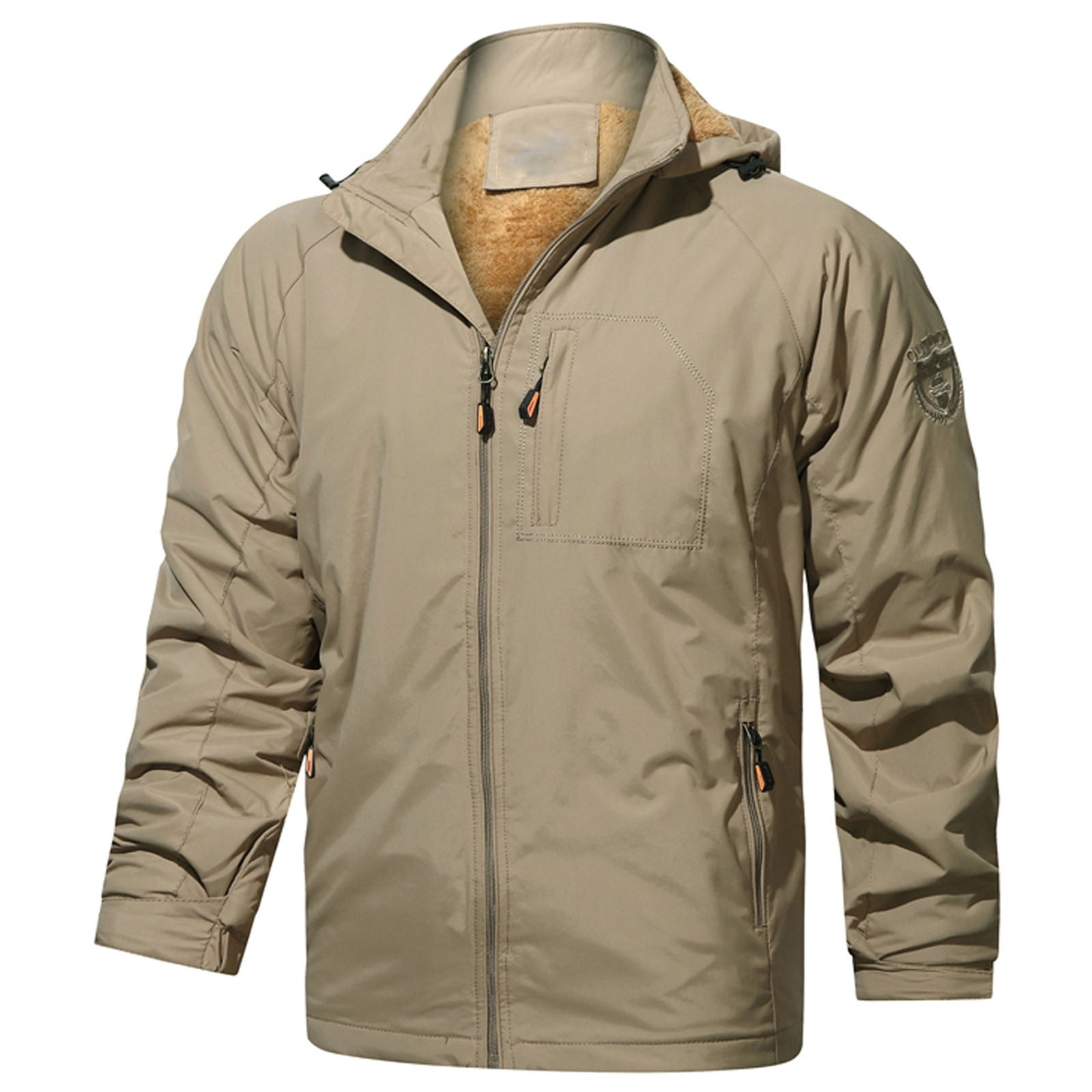 Men Winter Solid Color Snow Coat Classic Hooded Long Sleeve Full Zipper ...