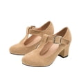 AJGRHE Women's T-Strap Mary Jane Pumps Low Block Heels Closed Round Toe ...
