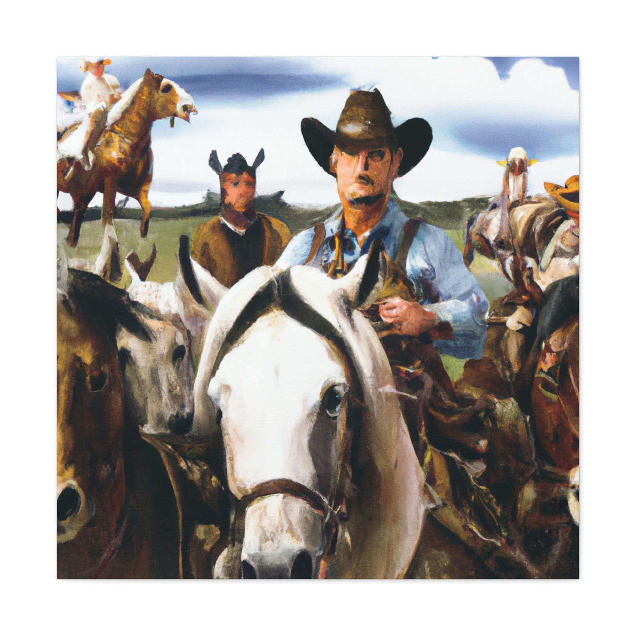 Cattle Roundup Scene - Canvas - Walmart.com