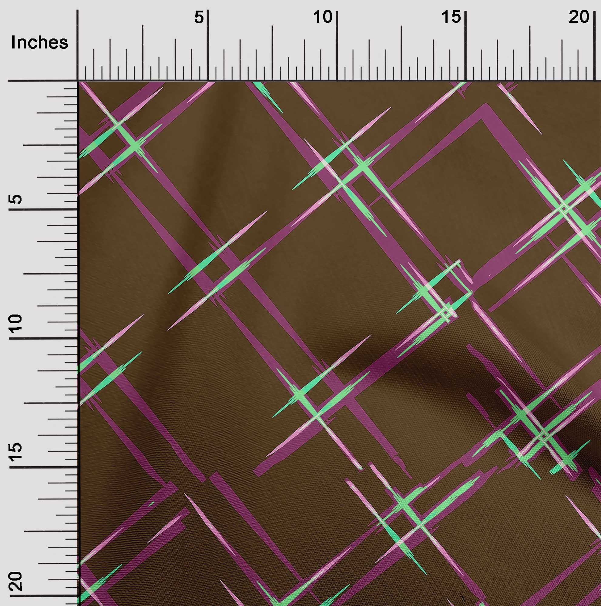 oneOone Viscose Jersey Brown Fabric Check Diy Clothing Quilting Fabric ...