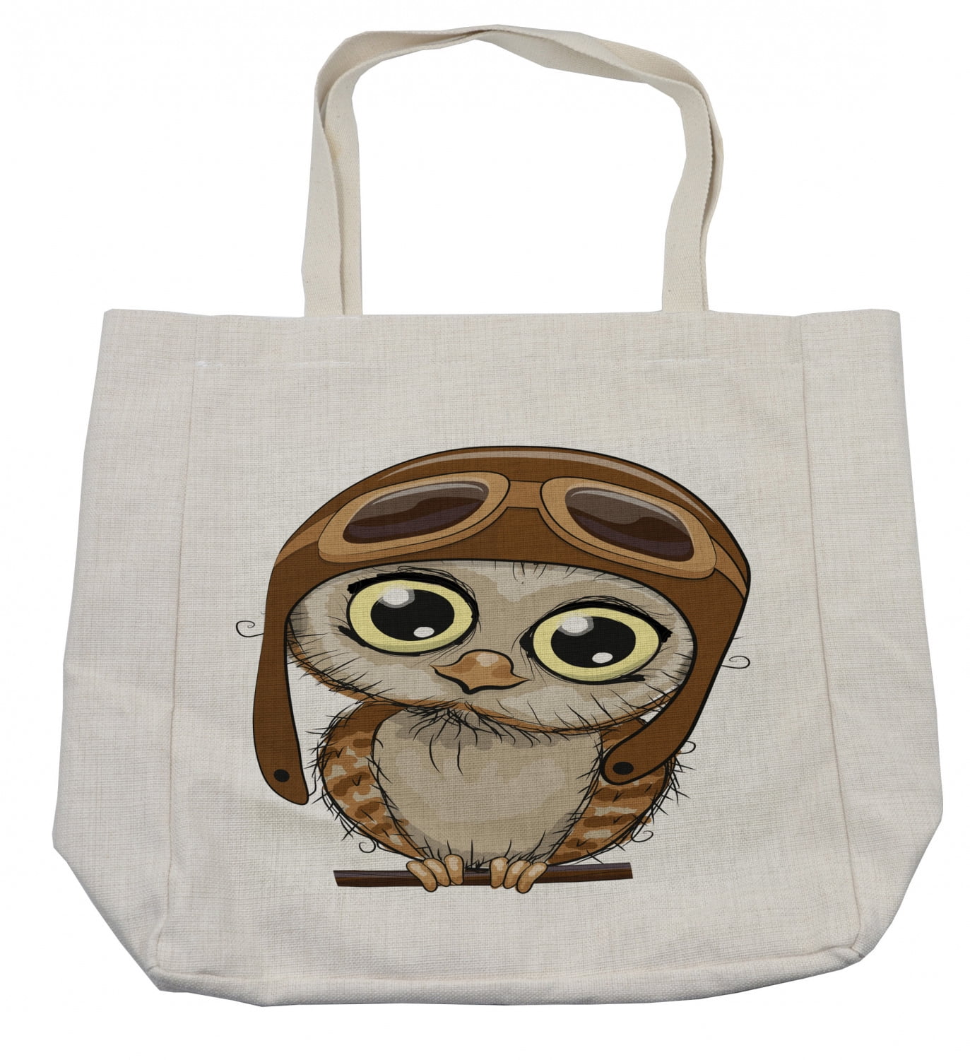 Owls Shopping Bag, Owl in Pilot Hat Big Eyes Caricature Characters ...