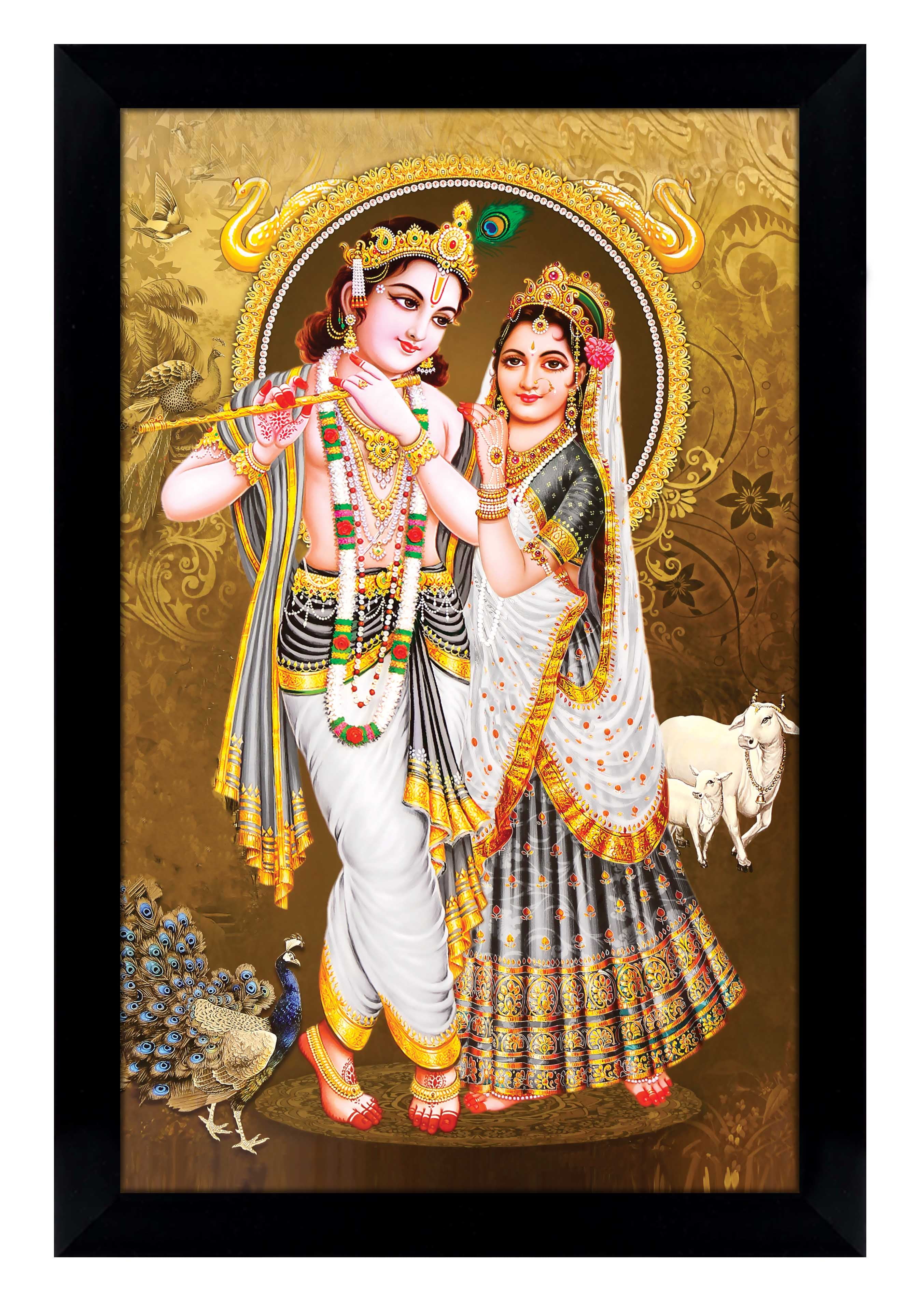 IBA Indianbeautifulart Radha Krishna Picture Frame Religious Poster ...