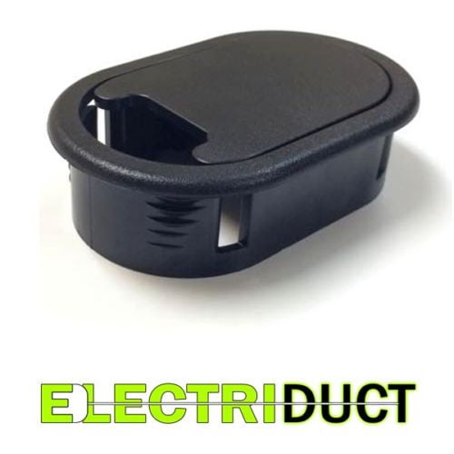 Oval Bottom Office Computer Desk Table Grommets - Black - Electriduct ...