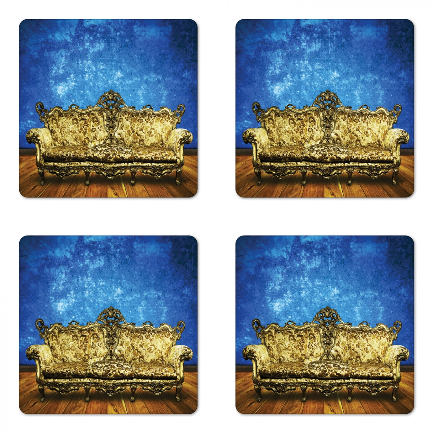 Victorian Coaster Set of 4, Victorian Sofa in Room Interior Wooden ...