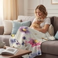 Country Wildflowers Fleece Throw Blanket Watercolor Gradient Purple ...