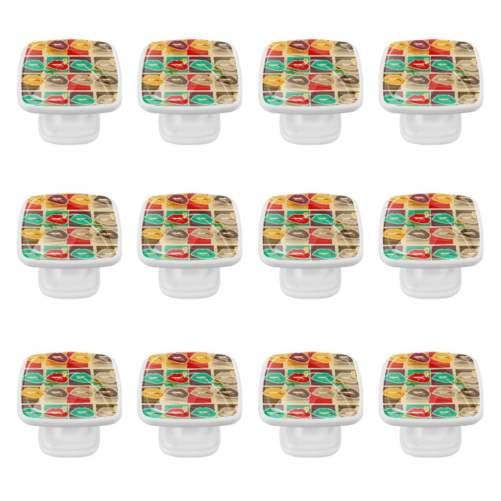 12 Pieces Drawer Pulls Handle Square Wardrobe Cabinet Retro Pop Art ...