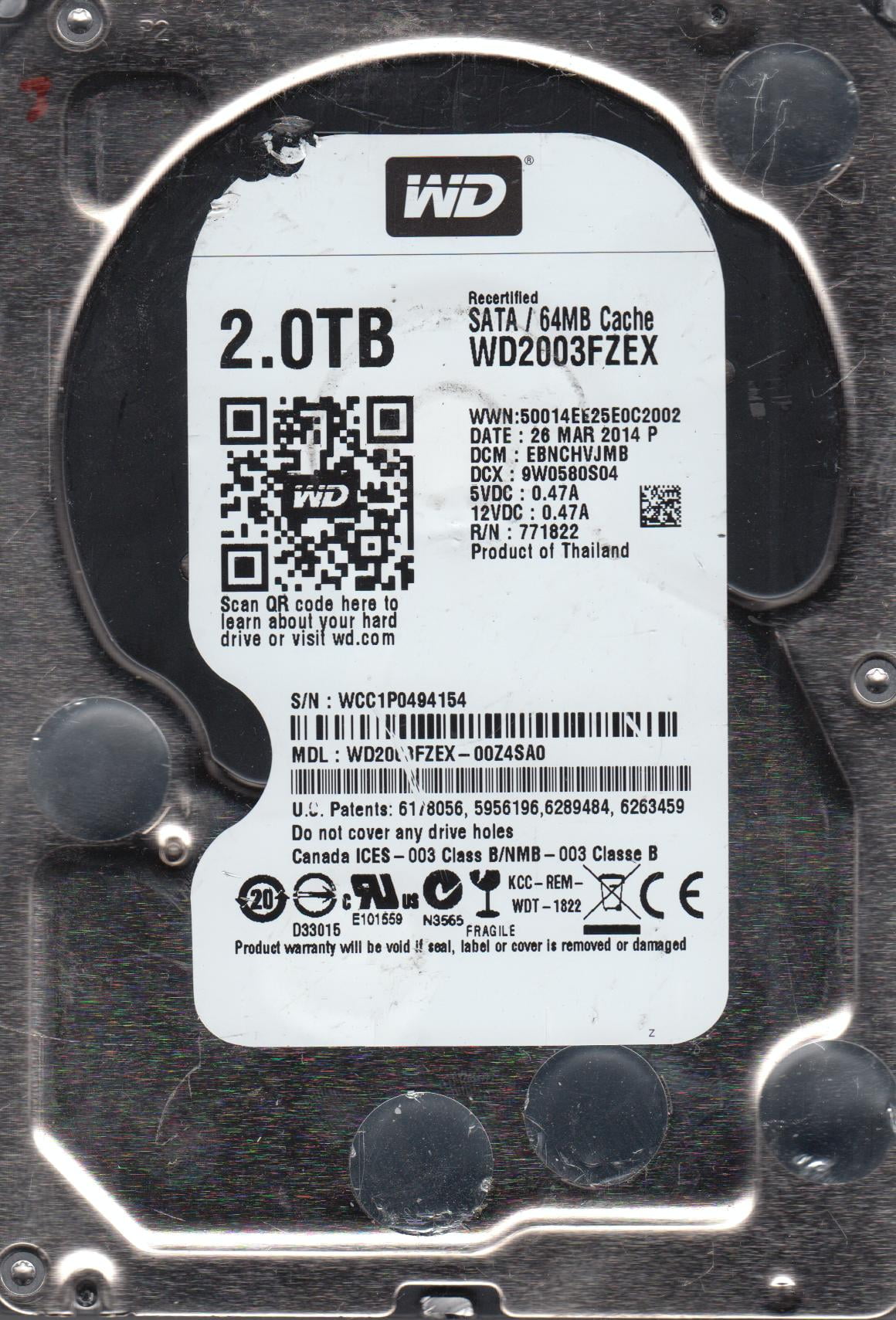 【やかにご】 【中古】【輸入品・未使用】Western Digital WD2003FZEX-00Z4SA0 DCM: HARNNVJAA ...