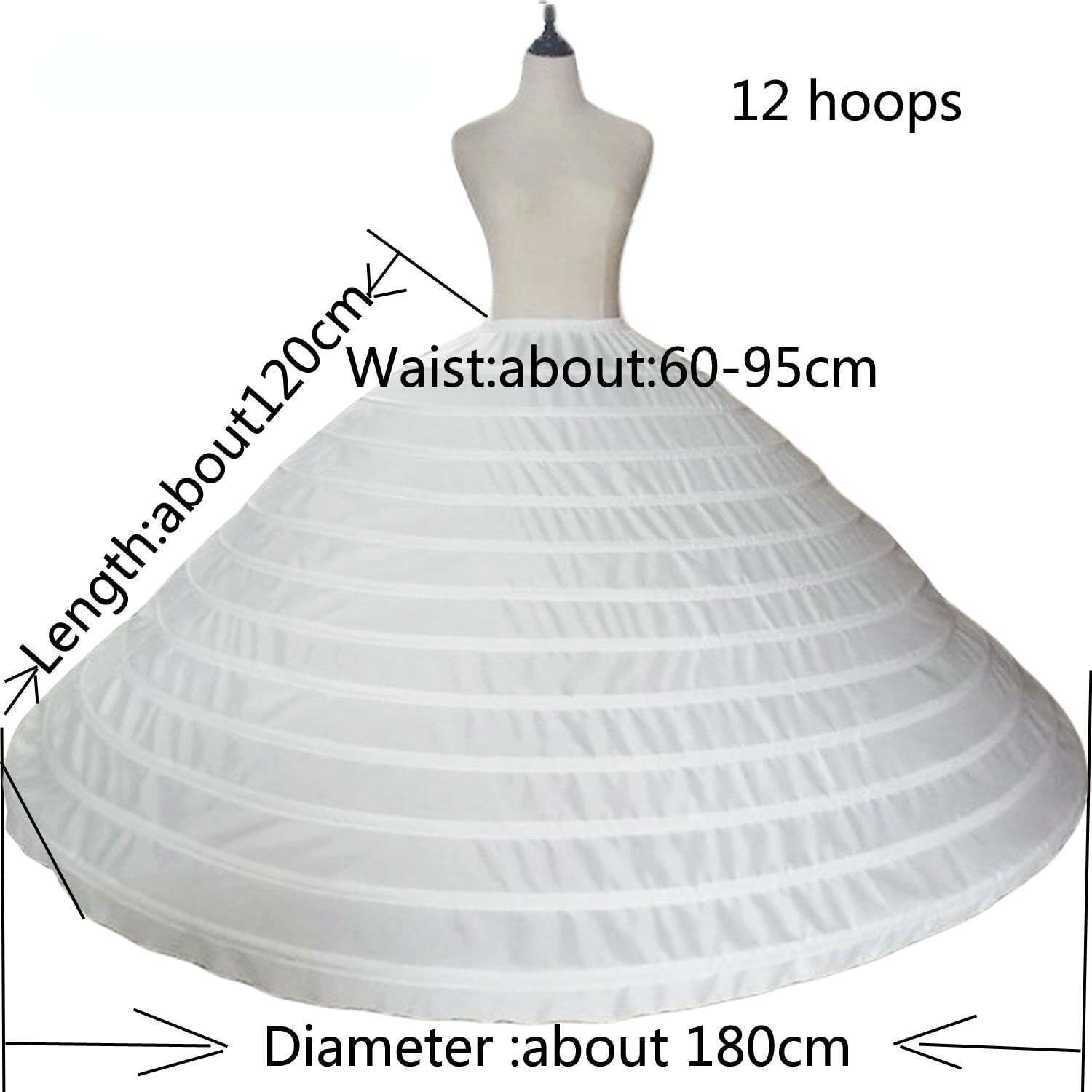 Diameter180 cm 12 Hoops Petticoat Underskirt For Super Big Ball Gown ...