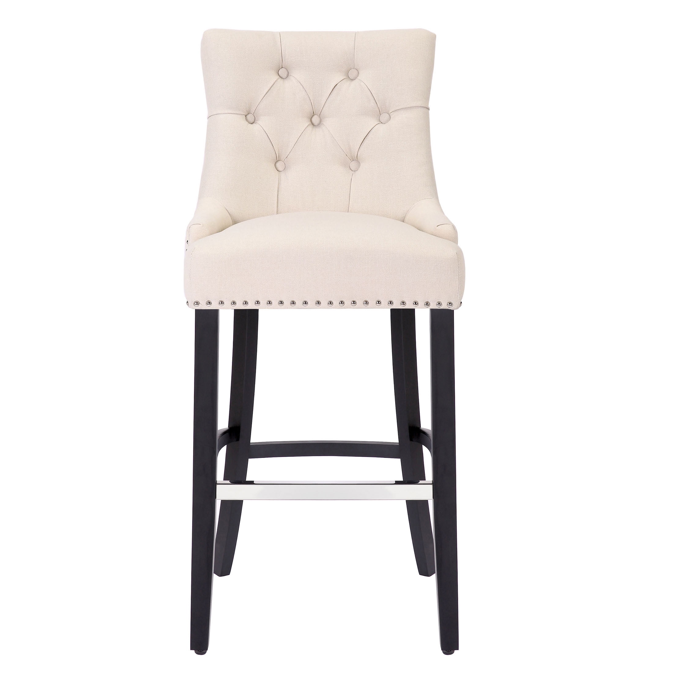 WestinTrends Hayes Bar Chairs, Linen Upholstered Button Tufted Modern ...
