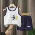 Byoo Toddler Boy Sleeveless Letter Print Outfit Set Lightweight Vest ...