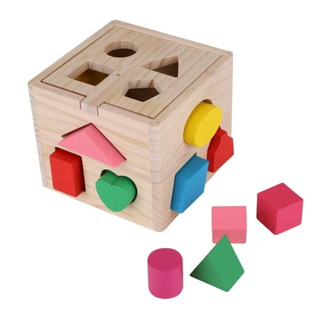TOPINCN Baby Intellectual 13 Holes Block Building Game Geometric Shapes ...