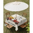 Outdoor Tablecloth with Umbrella Hole, Rustic Sunflower Red Truck ...