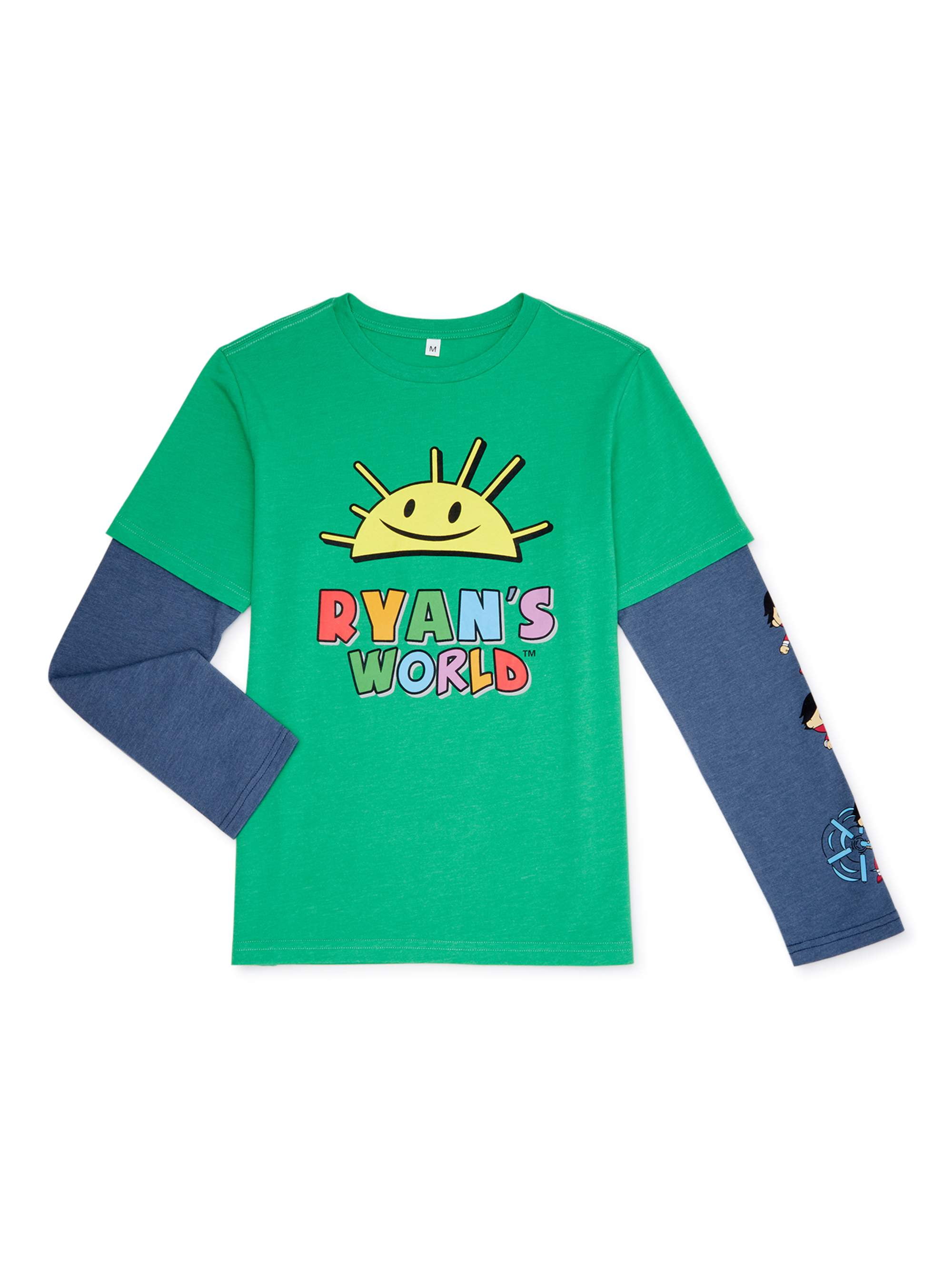 Ryan's World Boys Exclusive 4-12 Sunshine Logo 2 Toned Long Sleeve T ...