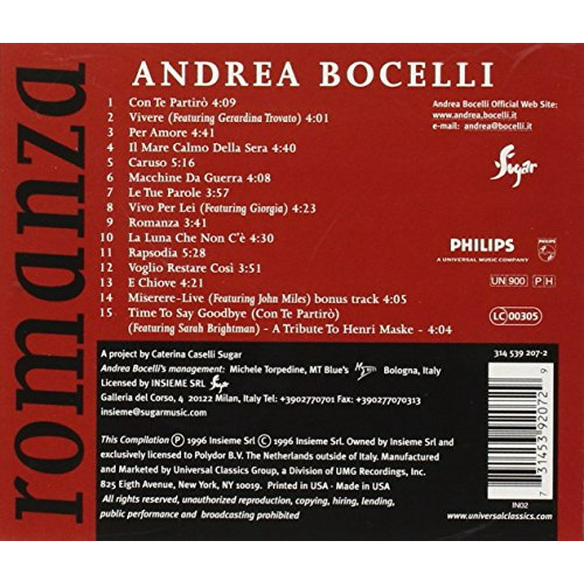 Andrea Bocelli Romanza Album
