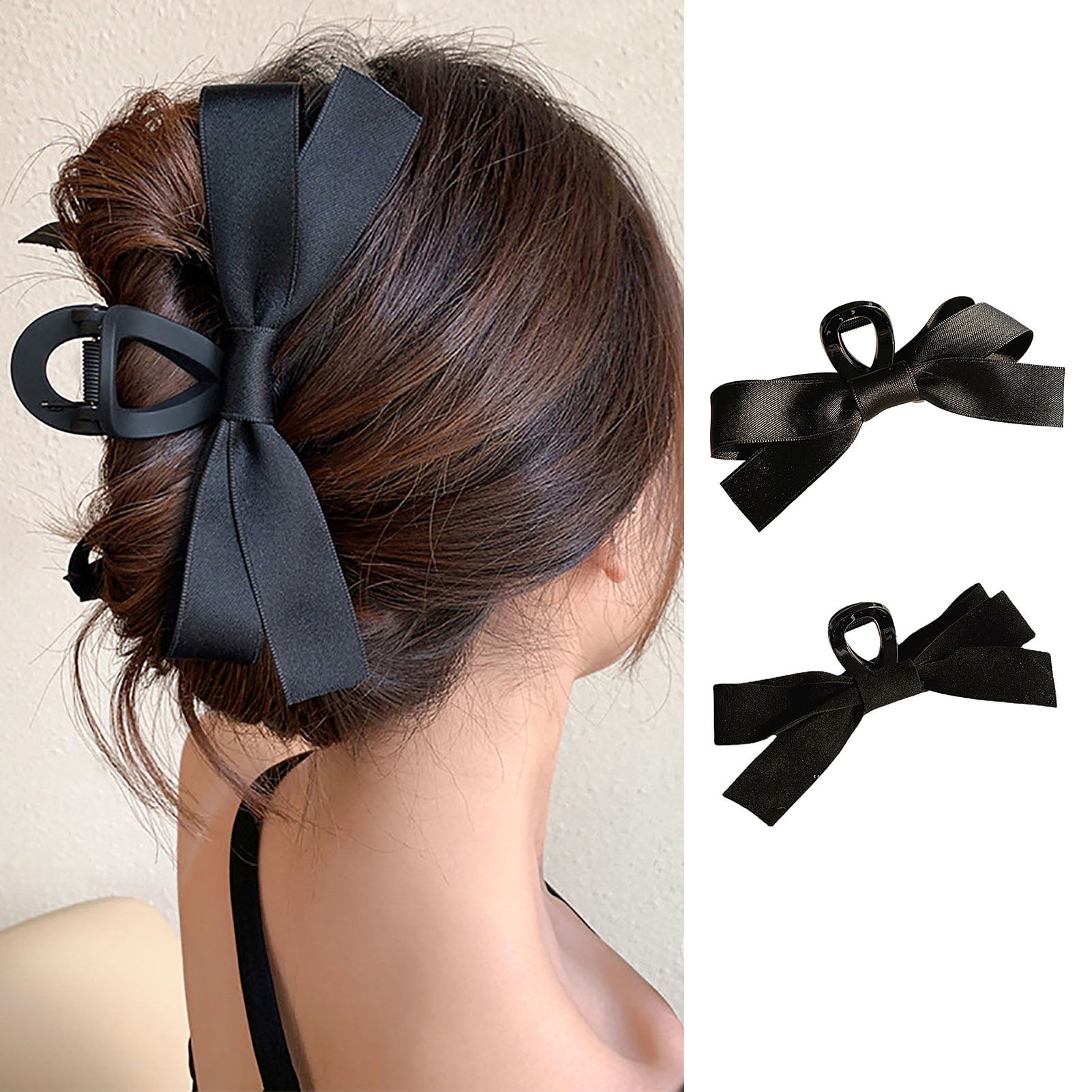 rygai Women Hair Claw Bow-knot Strong Grip Solid Color Elastic Spring ...