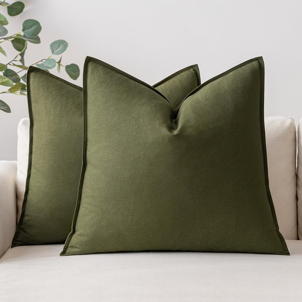 Click here for Pinesc Pack Of 2 Olive Green Pillow Covers 18x18 I... prices