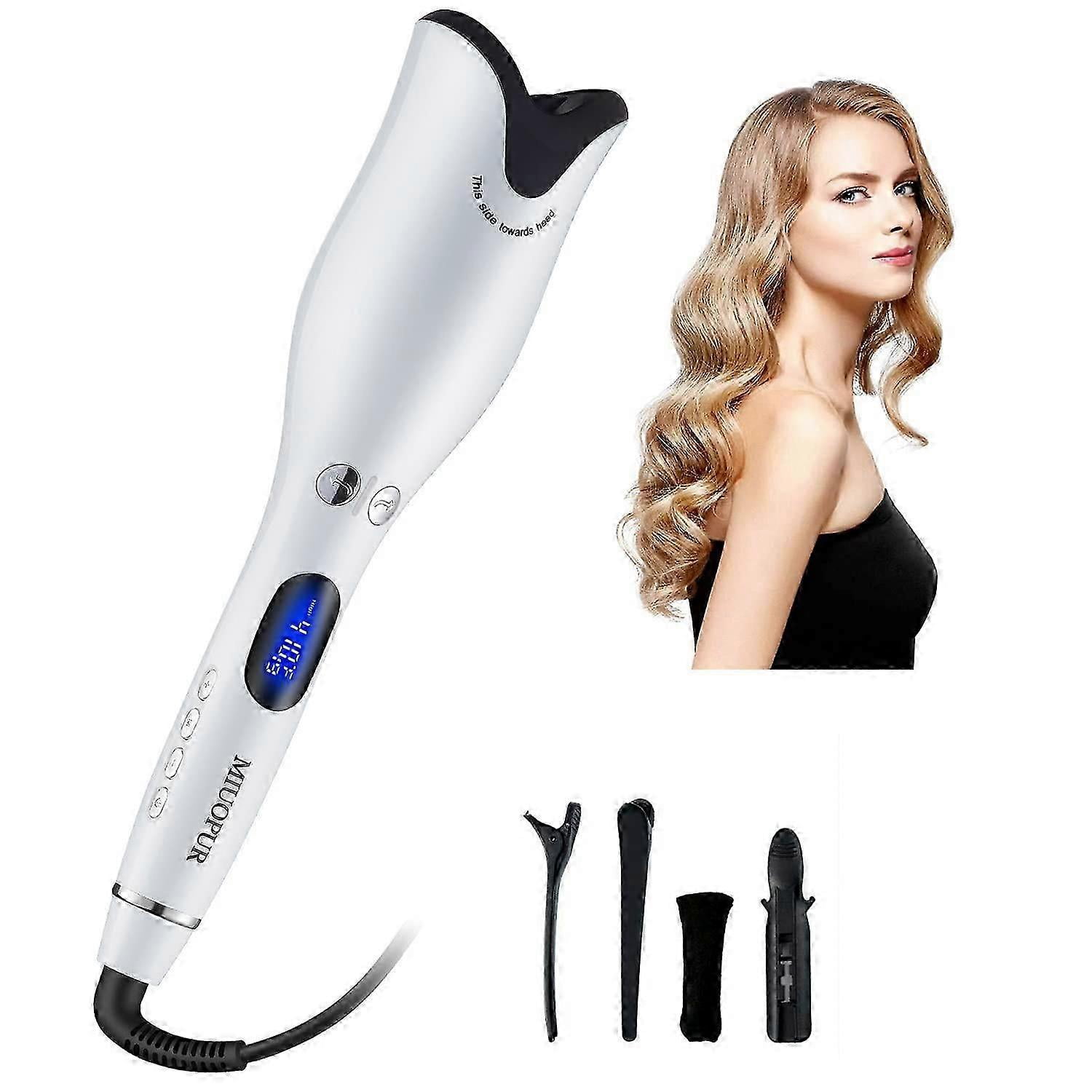 Automatic Hair Curling Iron with Ceramic Ionic Barrel, Smart Anti-Stuck ...