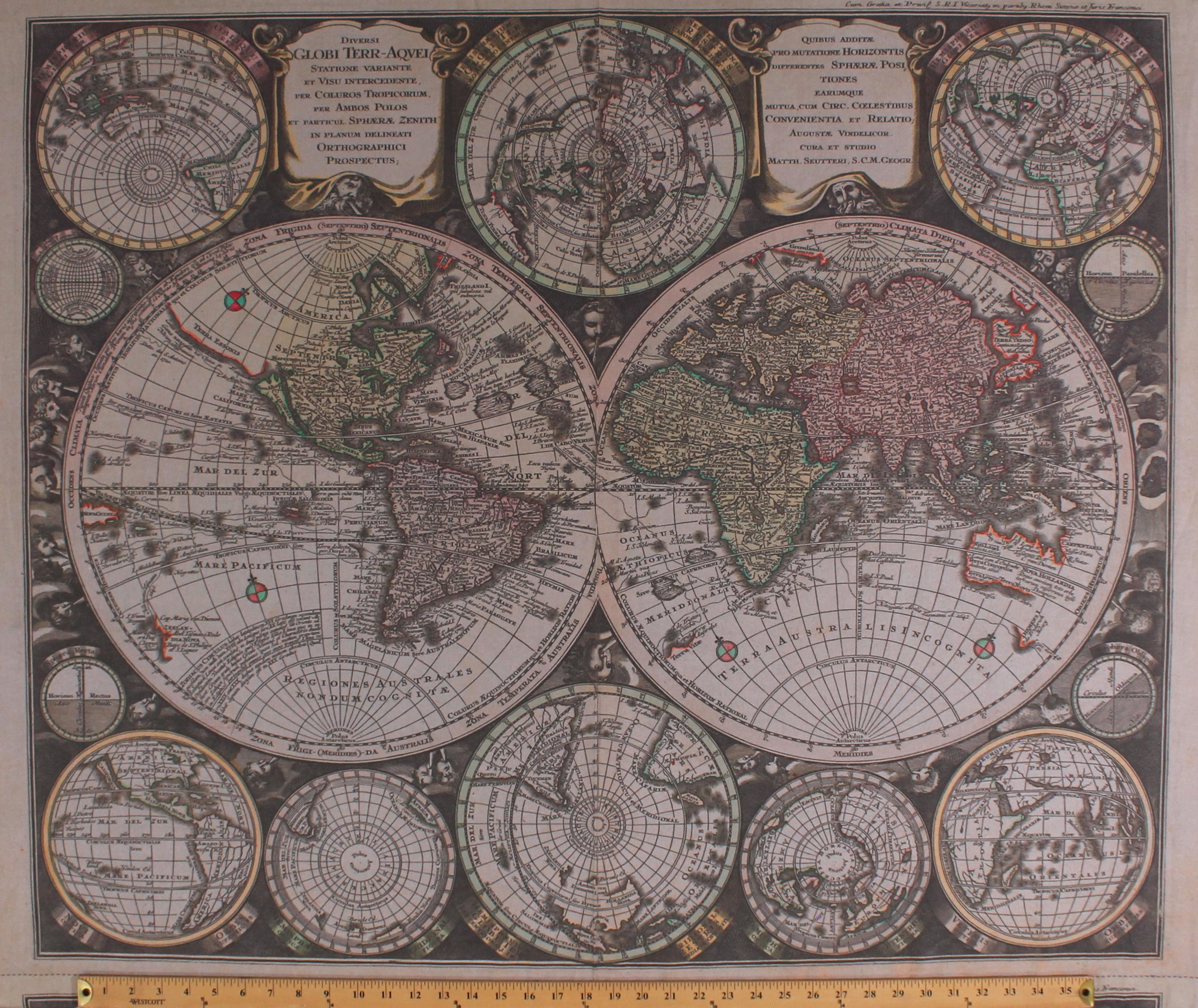 36" X 44" Panel Maps Globes Global Travel Vintage Blueprints Digital ...