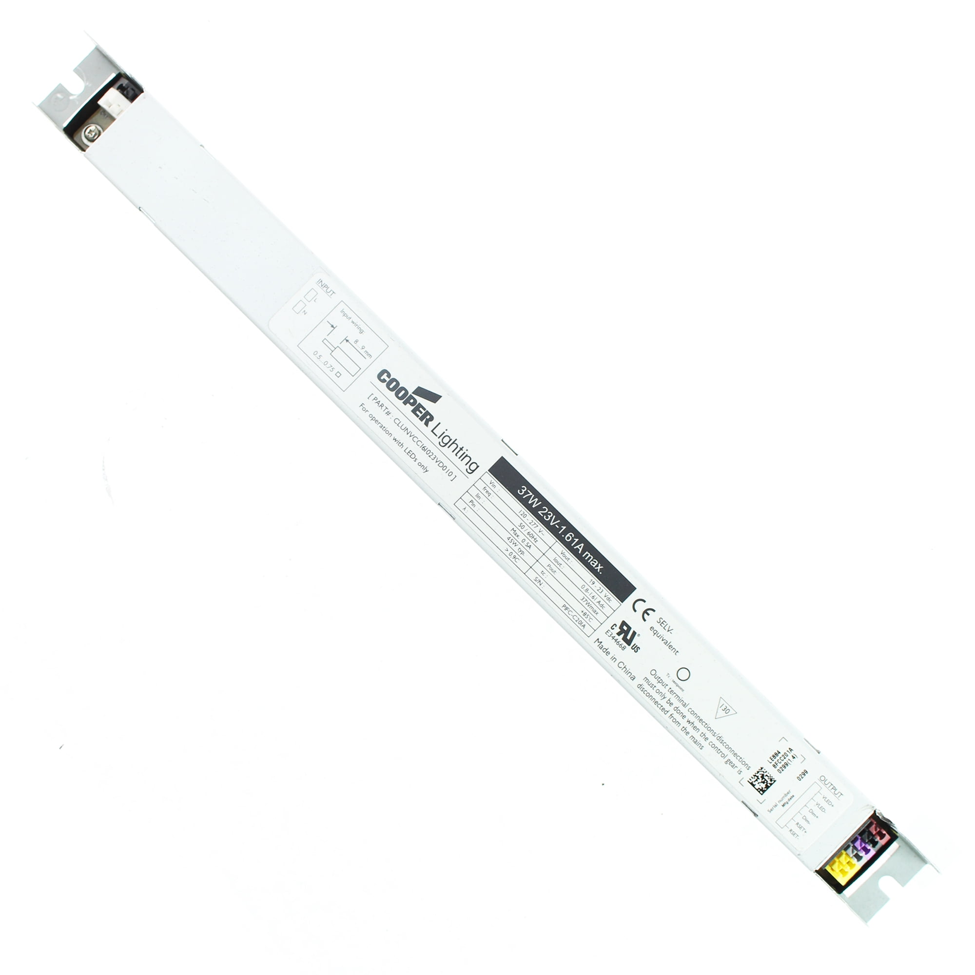 Cooper CLUNVCC161023VD010 Electronic LED Driver, 120/277V, 45W, 19 ...