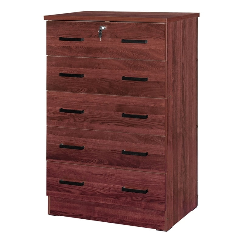 Pemberly Row Modern 5-Drawer Engineered Wood Chest Dresser with Lock in ...