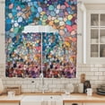 3 Pieces Swag Kitchen Curtains Set, Colorful Stone Valance Swag & Small ...