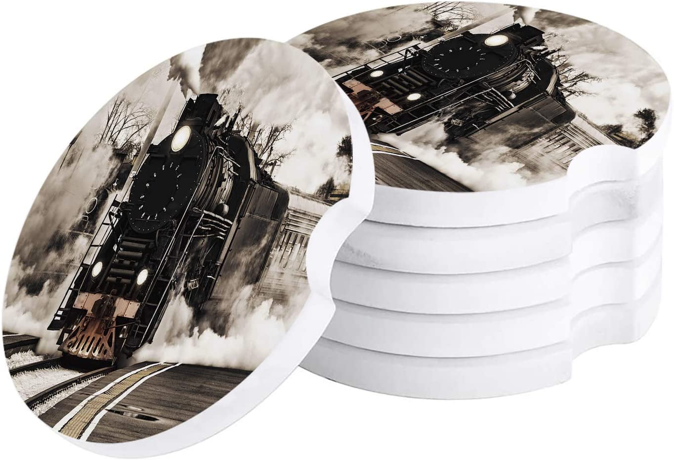 FMSHPON Retro Steam Train Set of 4 Car Coaster for Drinks, Absorbent ...