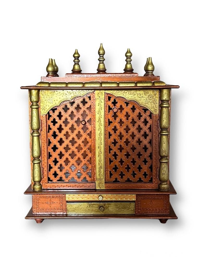 Puja Mandir For Home And Office / Wall Hanging Wooden Temple With Doors ...