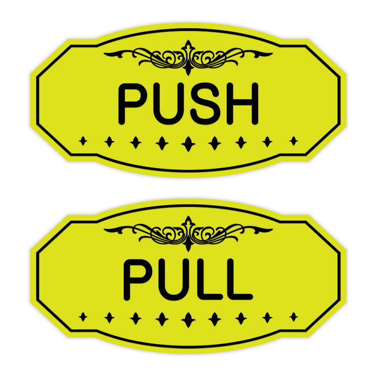 Victorian Push Pull Sign Set (Yellow / Black) - Large 5" X 10 ...