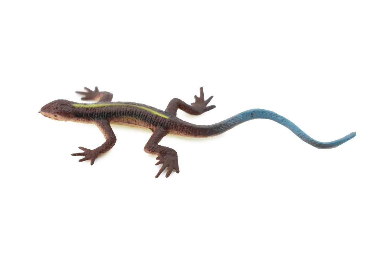Lizard, Dark Brown with Blue Tail, Rubber Reptile Toy, Realistic Figure ...