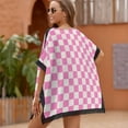 Pink White Check Checkerboard Womens Beach Cover Up Oversized Lace ...