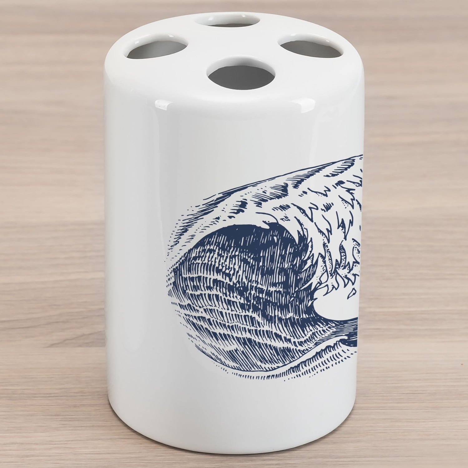 Sea Ceramic Toothbrush Holder, Hokusai Inspired Atlantic Ocean Wave ...
