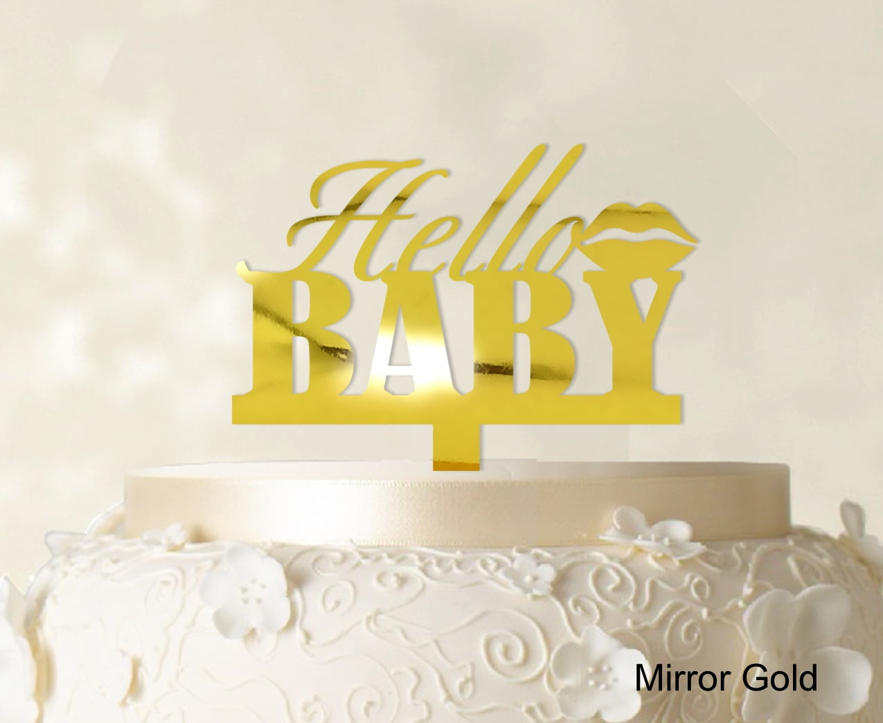 "Hello Baby Custom Cake Topper Personalized Mirror Cake Topper Color ...