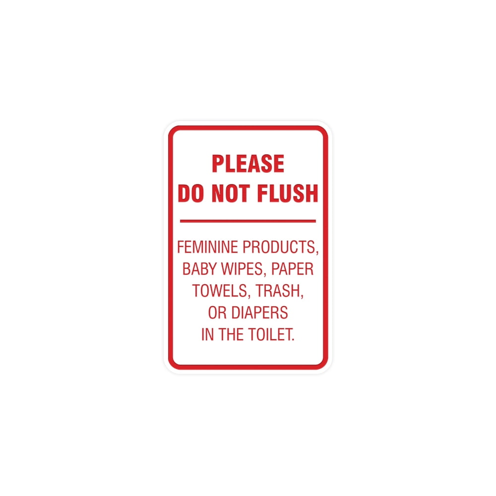 Portrait Round Please Do Not Flush Etiquette Sign (White/Red) - Large 6 ...