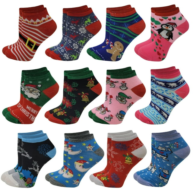 Sumona 12 Pairs Women Christmas Novelty Design Low Cut Ankle Socks