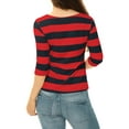 INSPIRE CHIC Juniors Casual Boat Neck Elbow Sleeves Slim Fit Stripes T ...