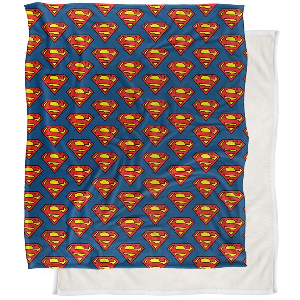 Superman, 50"x60", Superman Shield Silky Touch Sherpa Back Super Soft ...