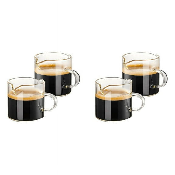 4 OZ Espresso Cups Set of 2, Double Spouts Cups, Shot Glasses, Milk Cup ...