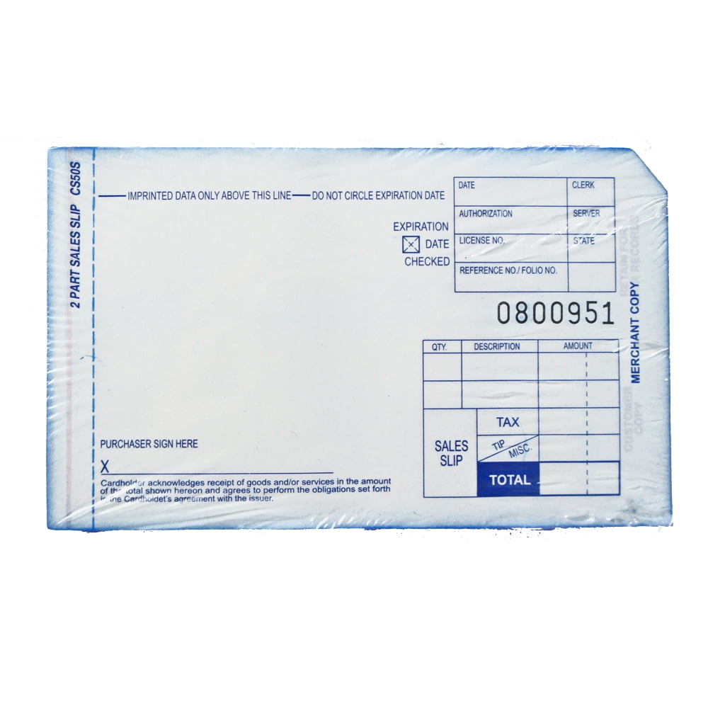 Gorilla Supply 5000 2 Part Short Credit Card Imprinter Sales Slips, 50 ...