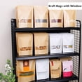 50 pcs Kraft Bags with Window Stand Up Ziplock Seal Paper Bag ...